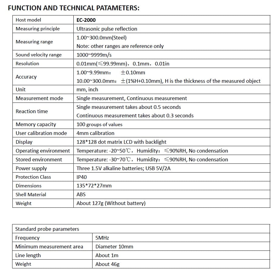 ضخامت سنج التراسونیک یووکسا مدل EC-2000 | فروشگاه اینترنتی پترو پژوهش ...